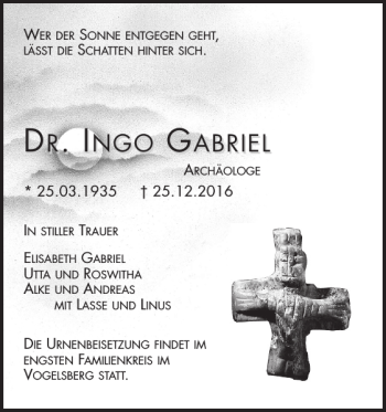 Traueranzeigen von Dr. I Ingo Gabriel | sh:z Trauer