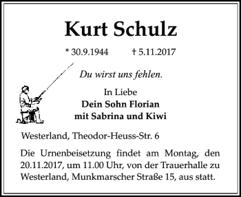 Traueranzeigen von Kurt Schulz | sh:z Trauer