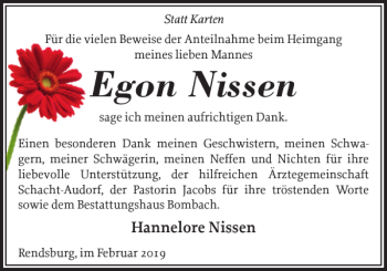 Traueranzeigen von Egon Nissen | sh:z Trauer