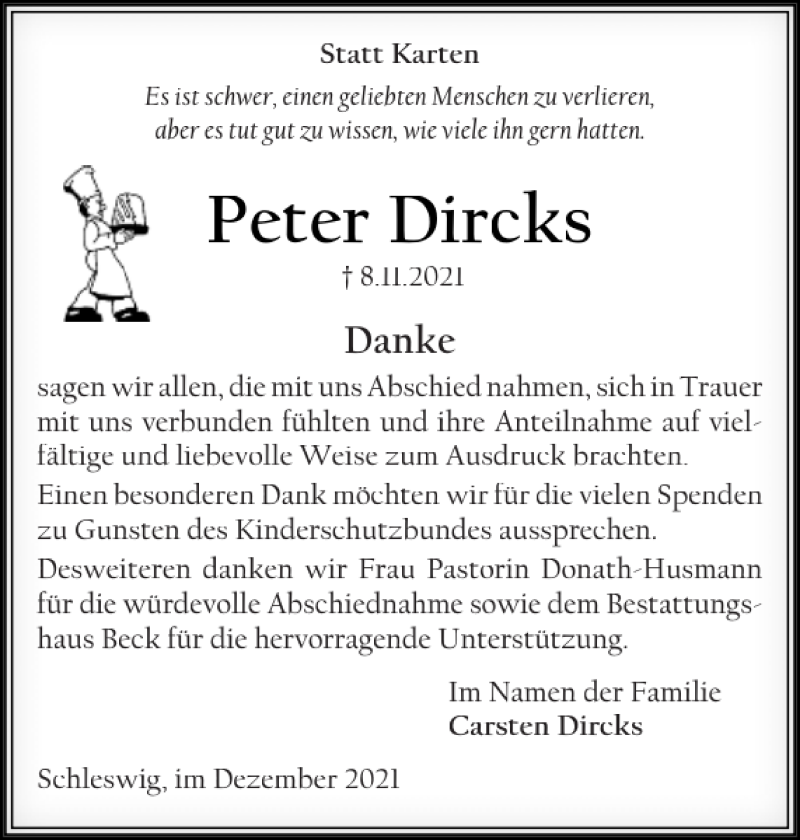 Traueranzeigen von Peter Dircks | sh:z Trauer