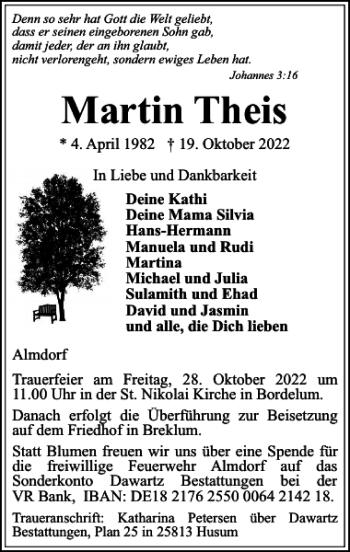Traueranzeigen von Martin Theis | sh:z Trauer