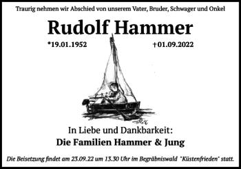 Traueranzeigen von Rudolf Hammer | sh:z Trauer