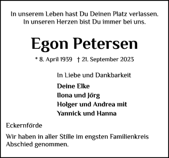 Traueranzeigen von Egon Petersen | sh:z Trauer